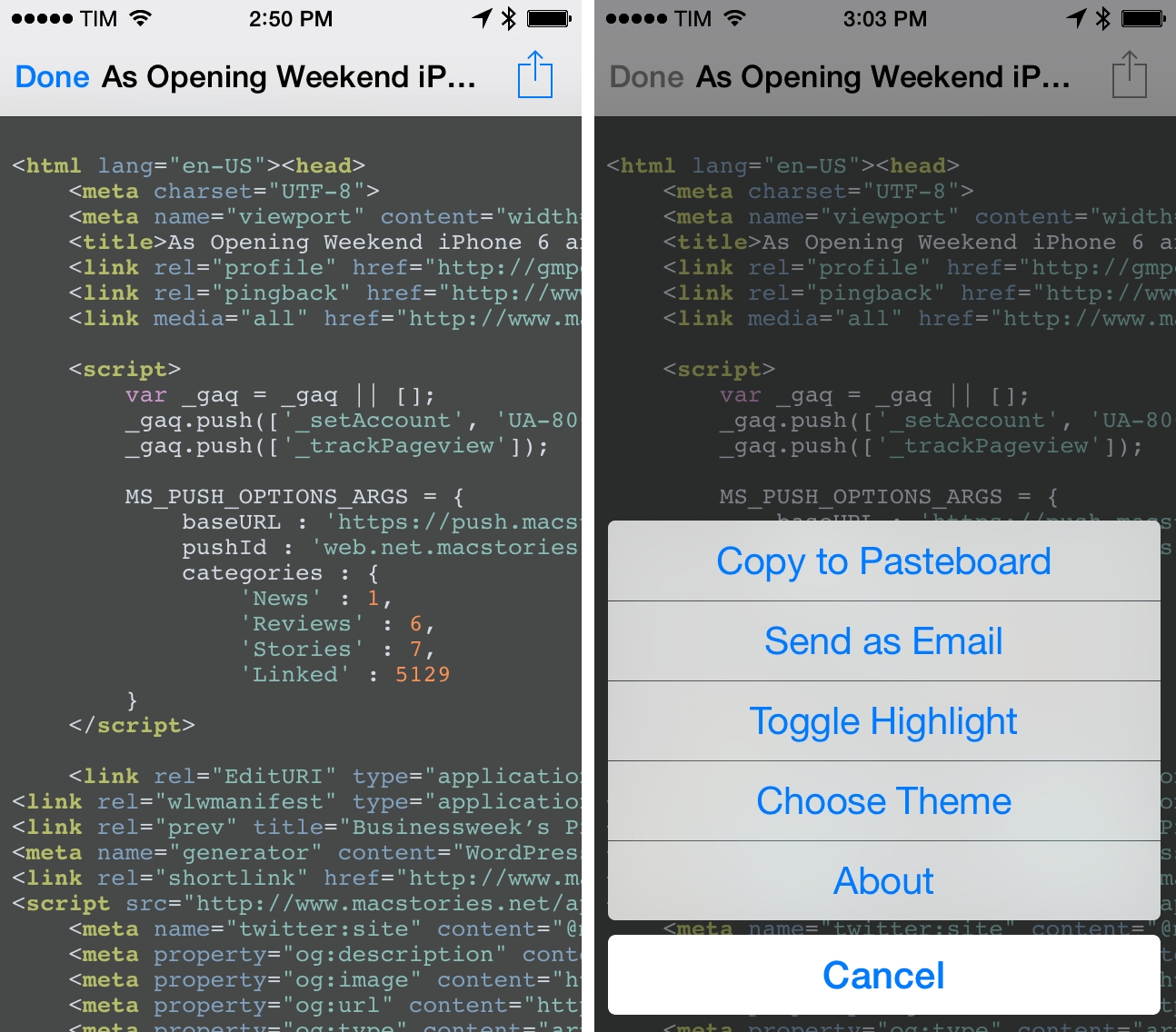 View Source Code In Safari With An Action Extension MacStories